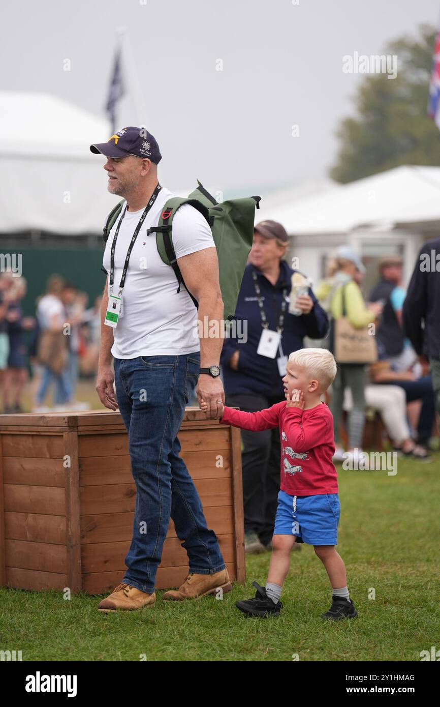 Mike Tindall with his son Lucas at the Defender Burghley Horse Trials ...