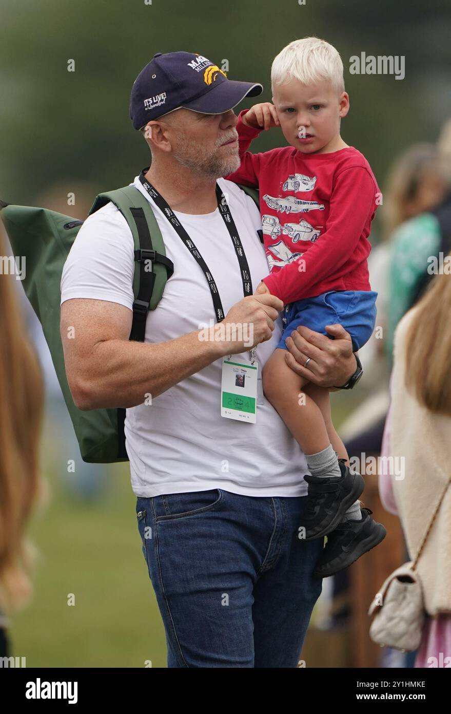 Mike Tindall with his son Lucas at the Defender Burghley Horse Trials ...