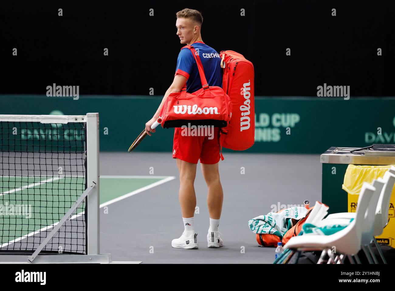 Czech tennis player Jiri Lehecka in action during the training session ...