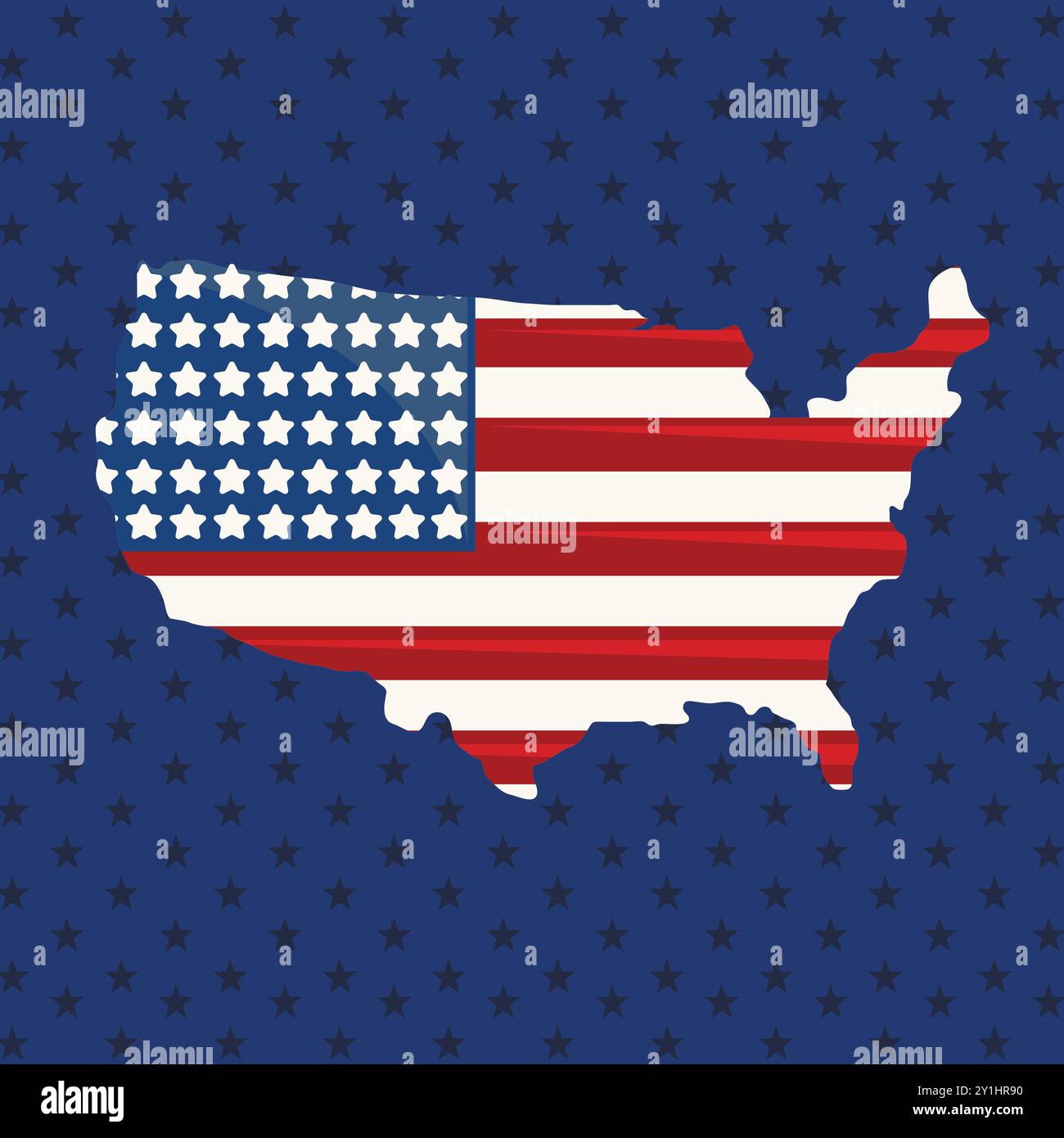 American Flag in American Map Blue Background Vector Art Stock Vector ...
