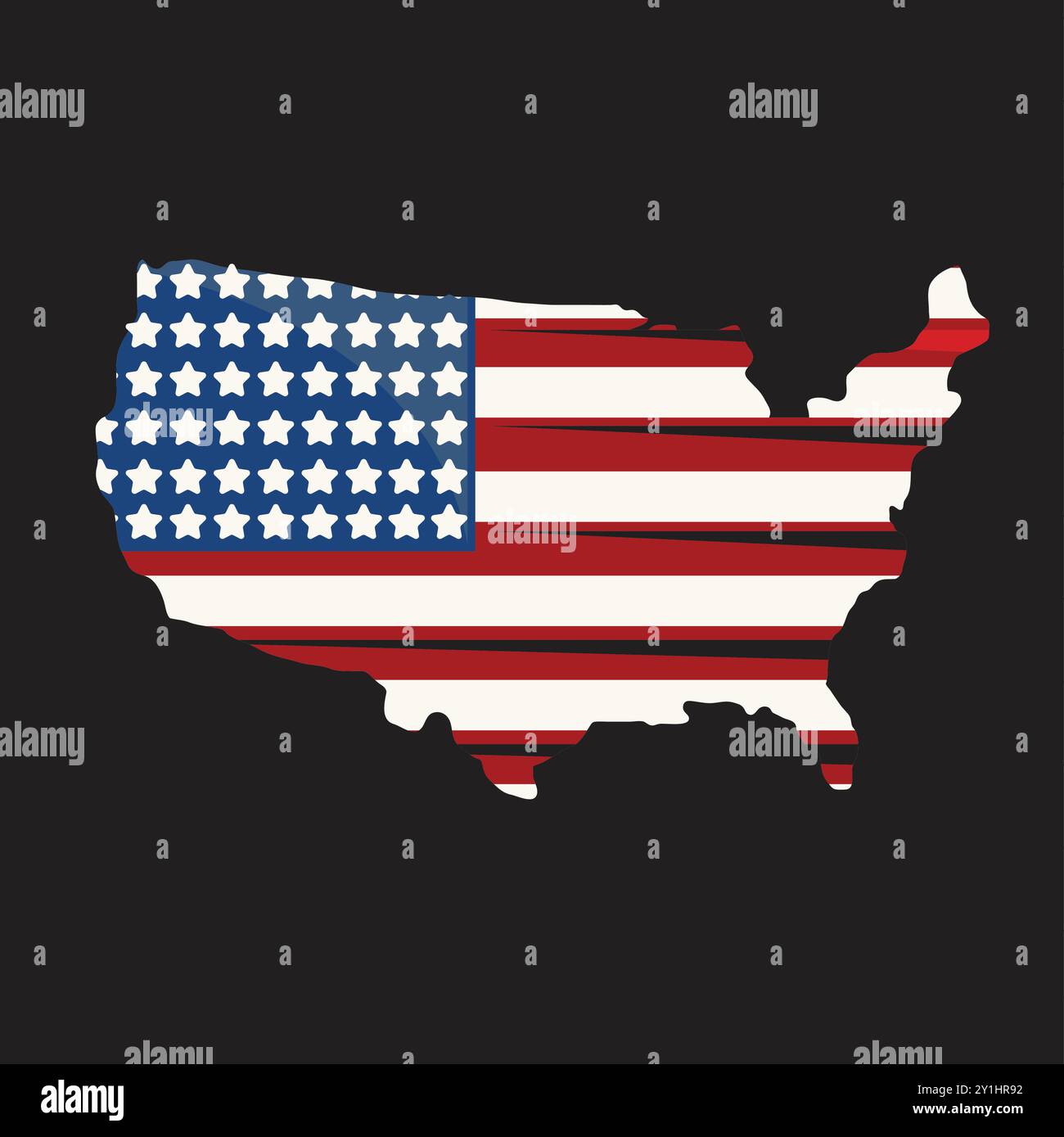 American Flag in American Map Black Background Vector Art Stock Vector ...