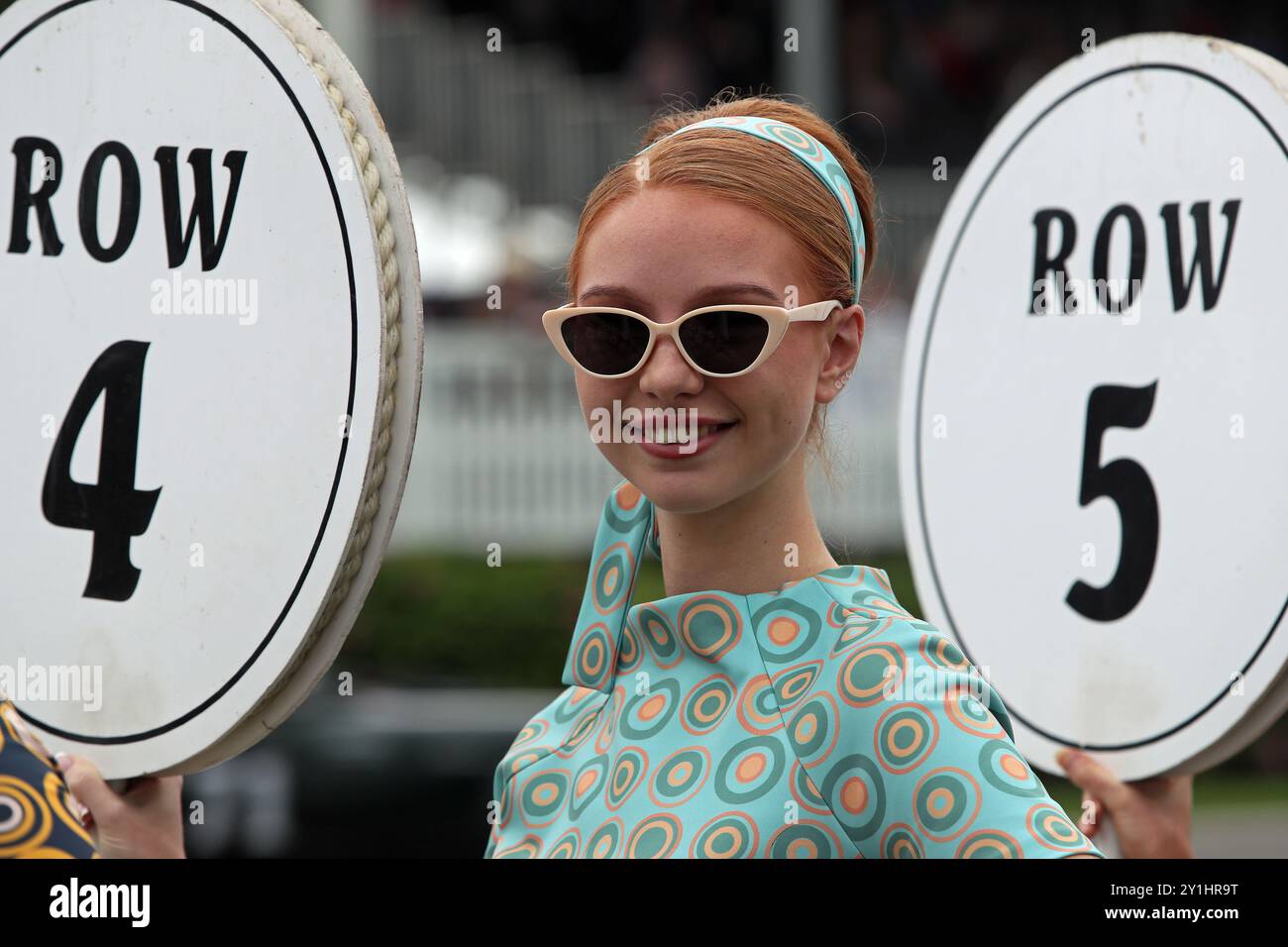Goodwood, West Sussex, UK. 7th September 2024. Grid girl row 4 at the ...