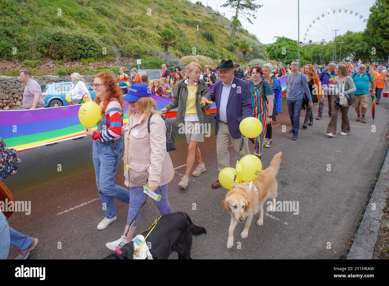 Torquay, UK. 7th Sep, 2024. Torbay MP Steve Darling, with his guide dog ...