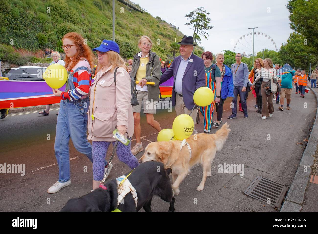 Torquay, UK. 7th Sep, 2024. Torbay MP Steve Darling, with his guide dog ...