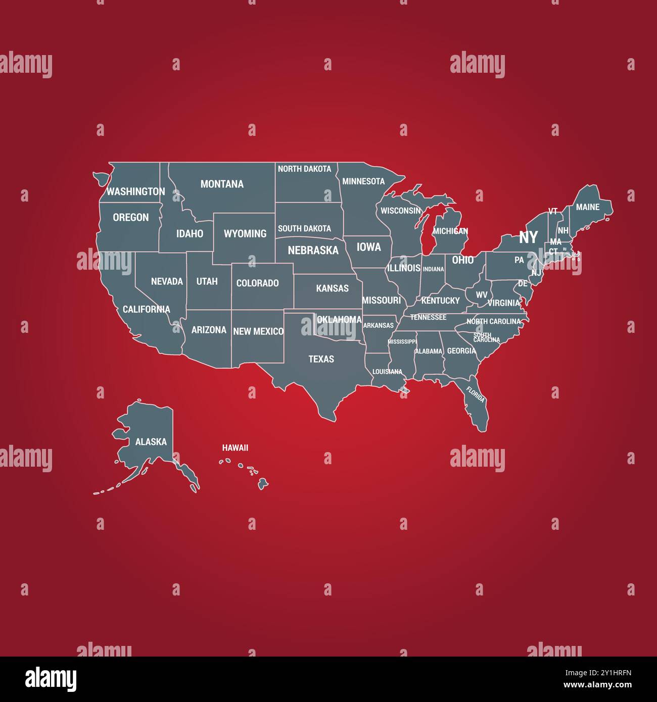 American Map with Province Unique color Illustration Art different ...