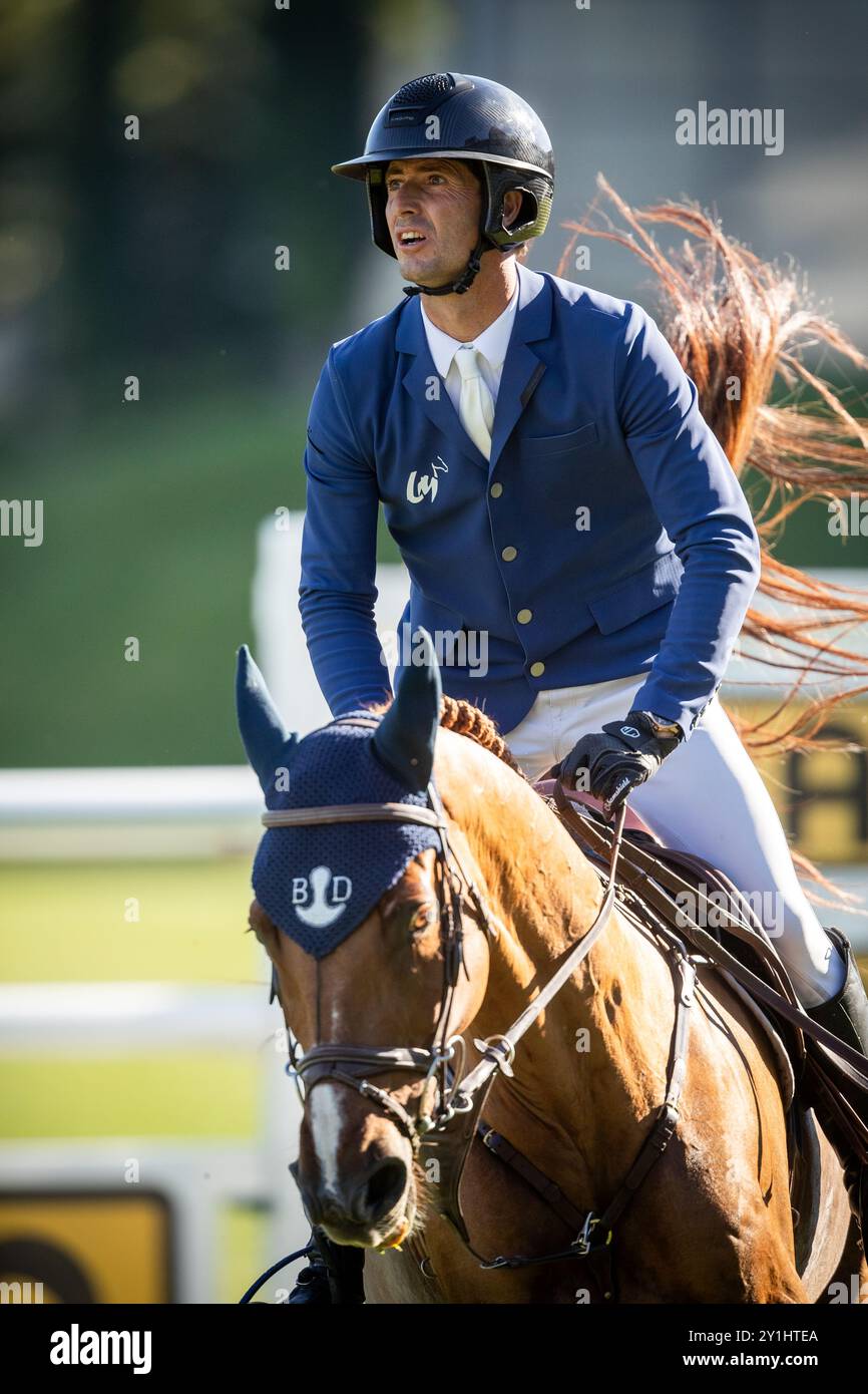 Calgary, Canada - Sept., 5, 2024. Julien Gonin of France riding Caprice ...