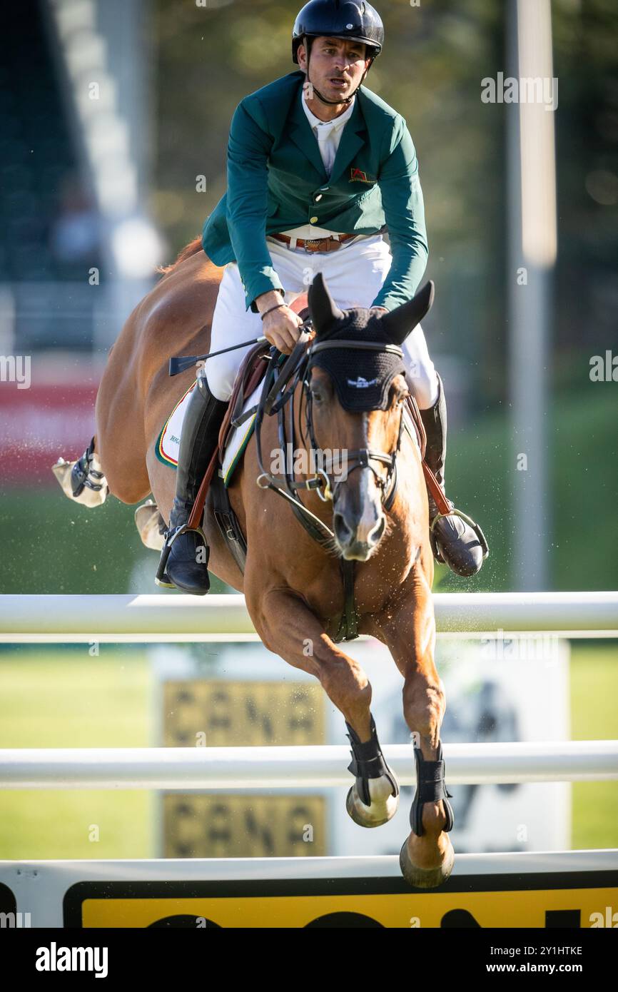 Calgary, Canada - Sept., 5, 2024. Steve Guerdat of Switzerland riding ...
