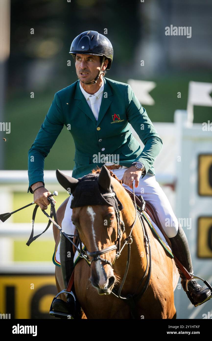 Calgary, Canada - Sept., 5, 2024. Steve Guerdat of Switzerland riding ...