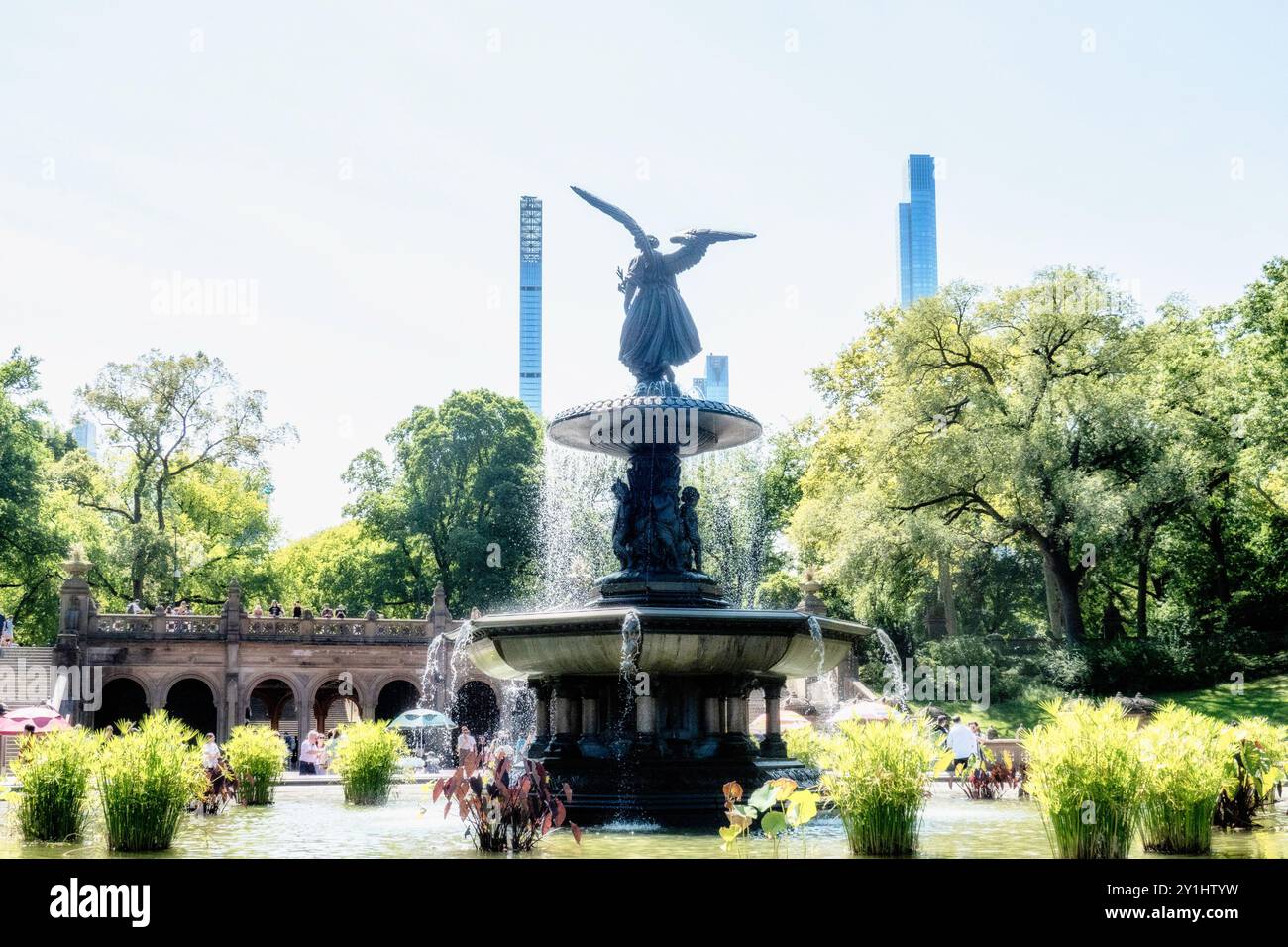 Bethesda Plaza in Central Park features Angel of the Waters Fountain ...