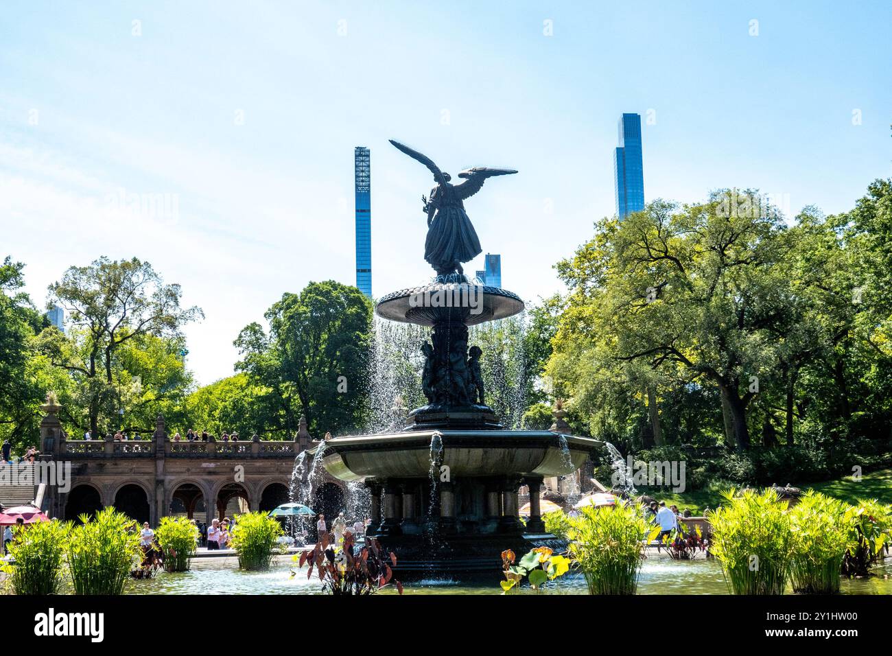 Bethesda Plaza in Central Park features Angel of the Waters Fountain ...