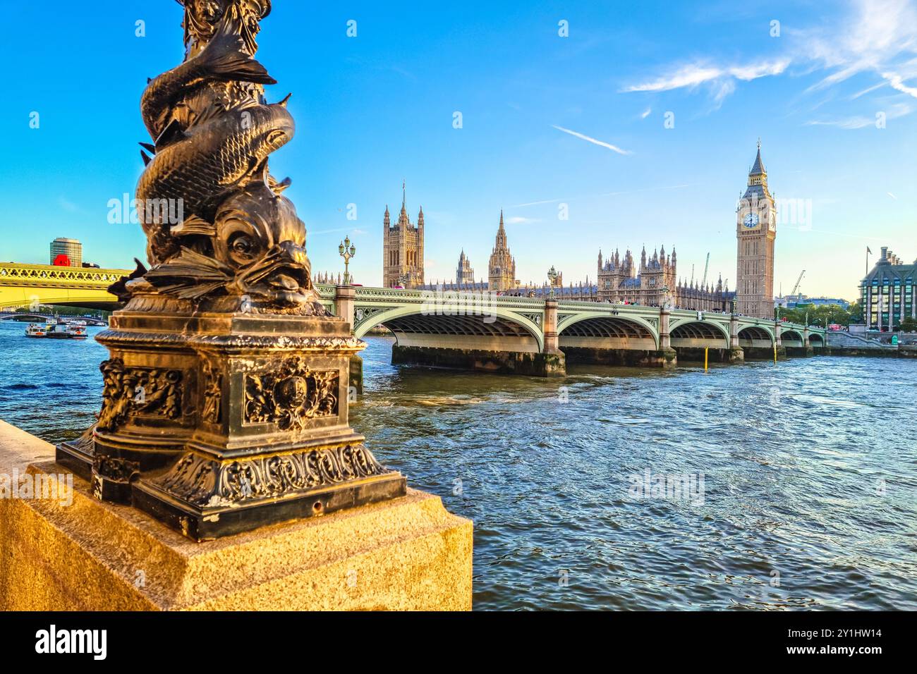 Palace of Westminster and Big Ben view from Thames river, capital of UK ...