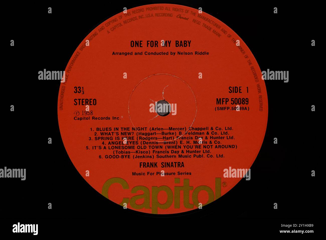 Vinitage Record Label: Frank Sinatra-One For My Baby. Capitol Records ...