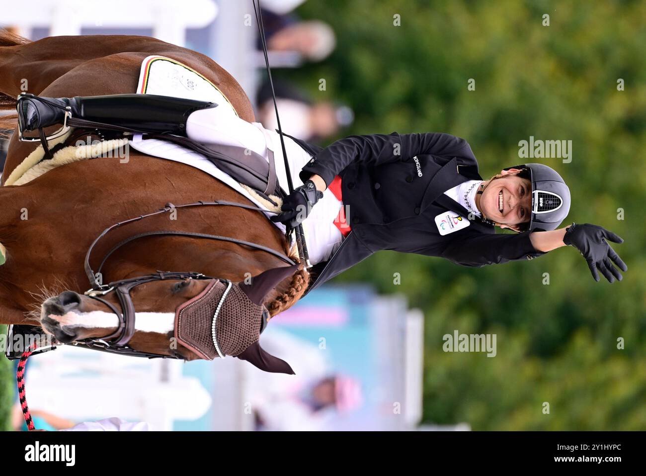 Paris, France. 07th Sep, 2024. Belgian Barbara Minneci and her horse ...