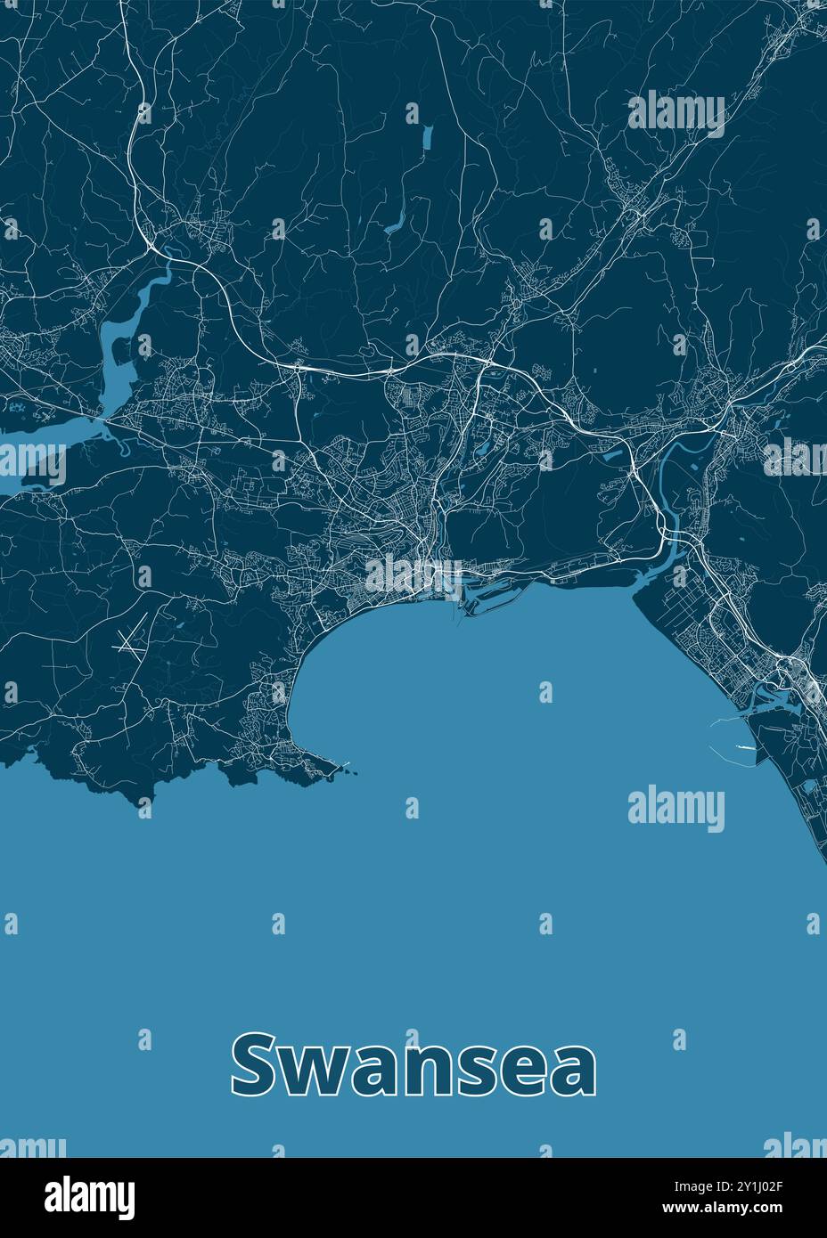 Swansea outline map hi-res stock photography and images - Alamy