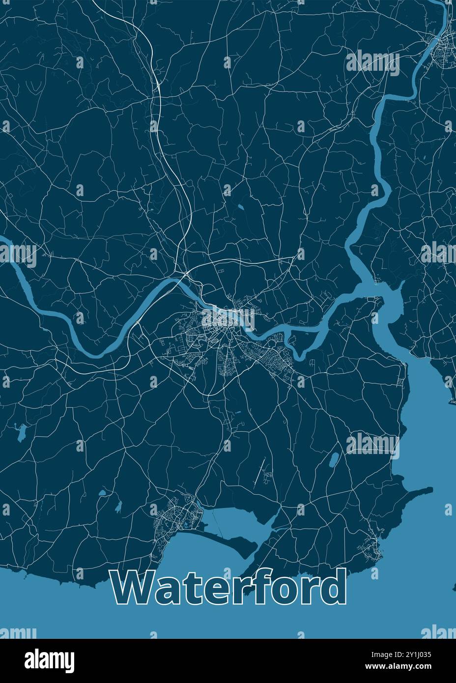 Waterford, Ireland artistic blueprint map poster Stock Vector Image ...