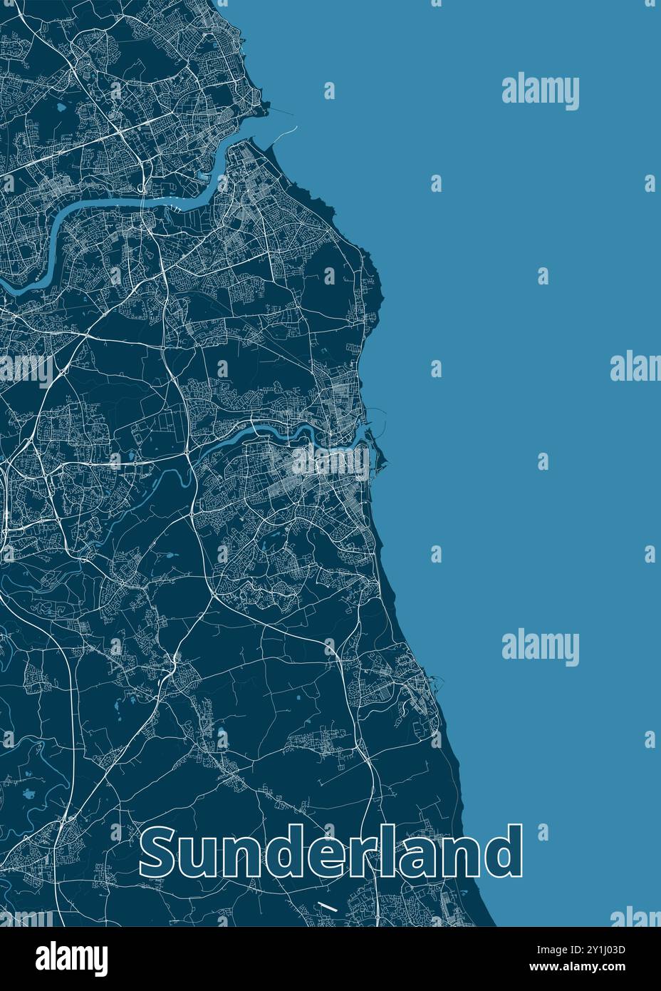 Sunderland outline map hi-res stock photography and images - Alamy
