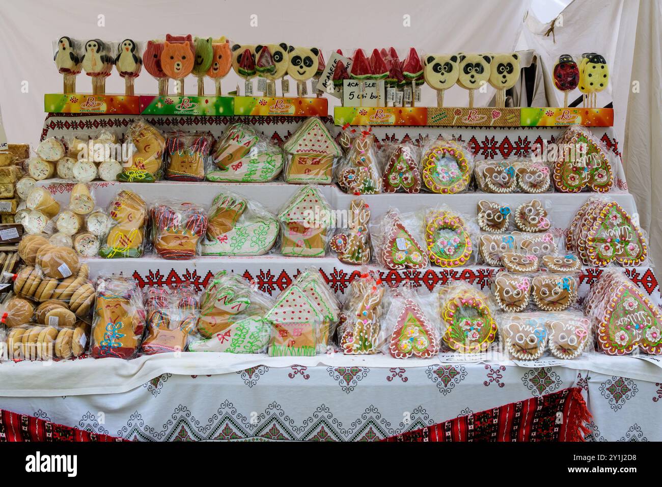 Bucharest, Romania - 1 May 2021: ifferent types of gingerbread with ...