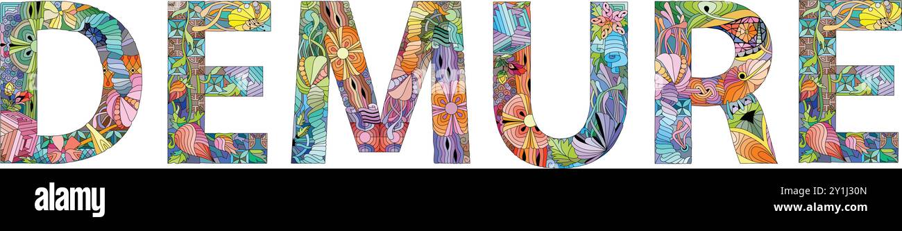 Word DEMURE hand drawn modern design vector illustration Stock Vector ...