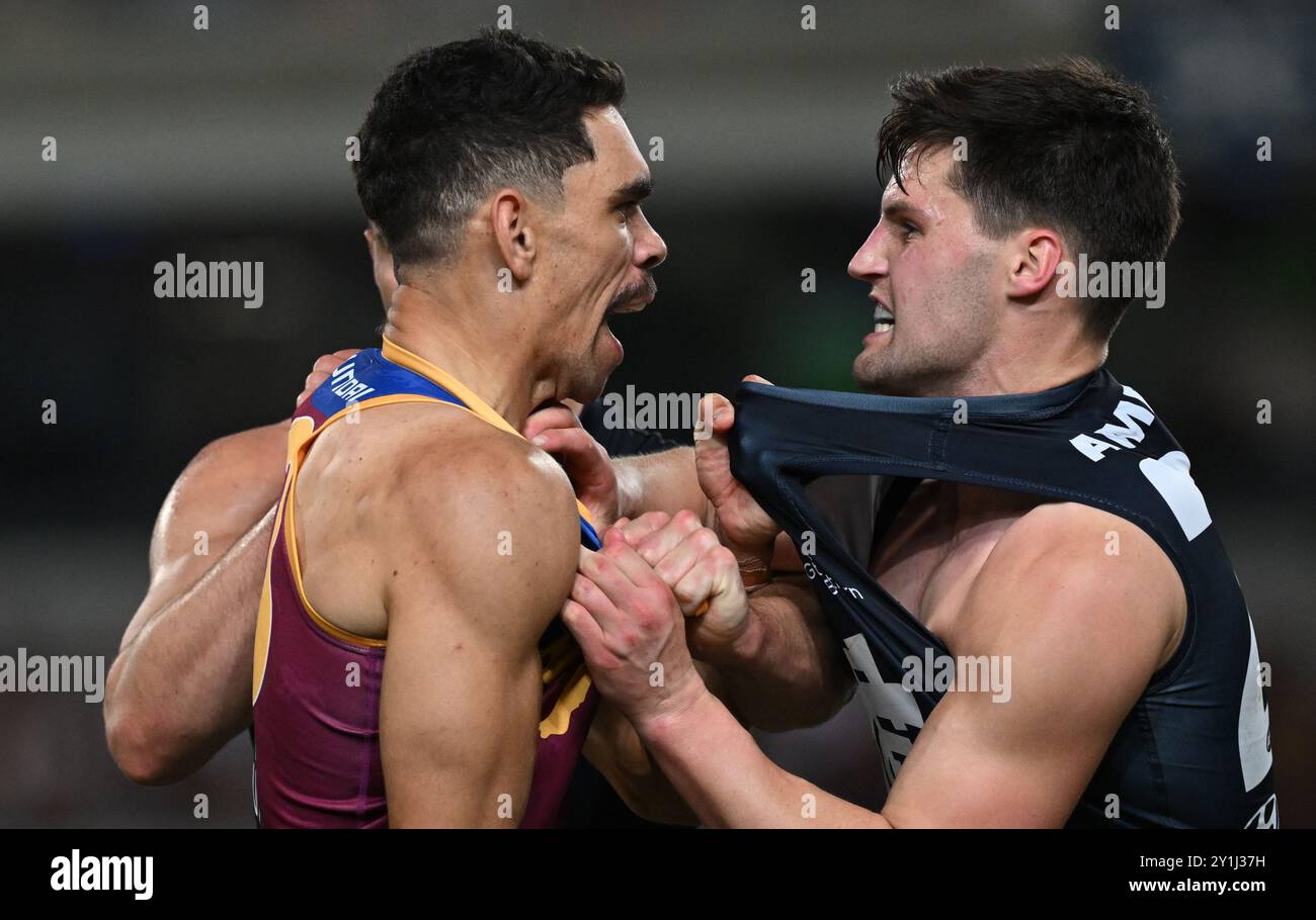 Brisbane, Australia. 07th Sep, 2024. Charlie Cameron of the Lions and ...