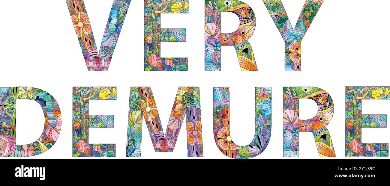 Hand-painted art design. Hand drawn illustration words VERY DEMURE for ...
