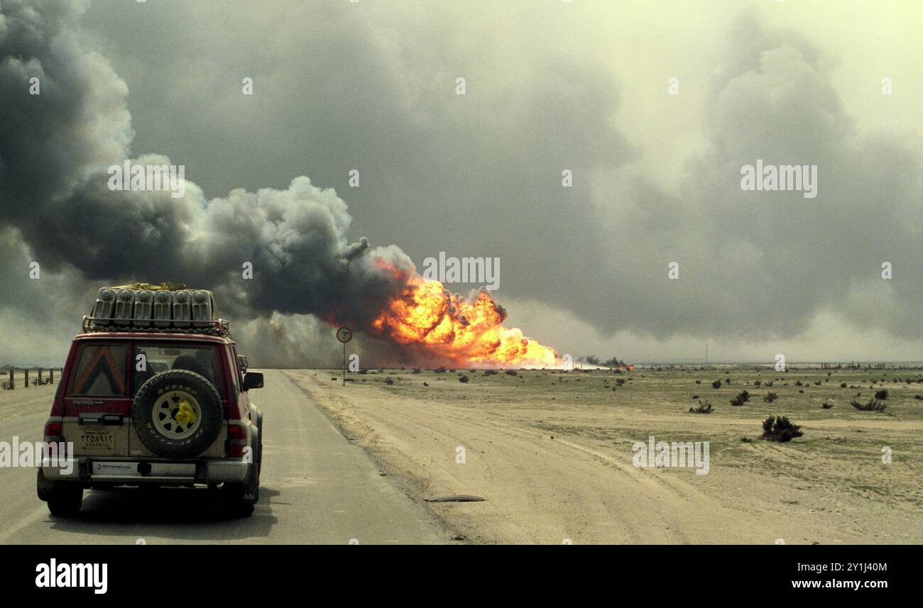 First Gulf War: 7th March 1991 Boiling flames and smoke billow from ...