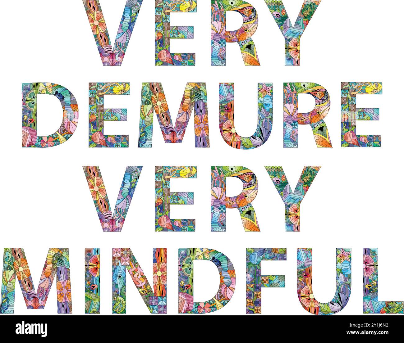 Hand-painted art design. Hand drawn illustration words VERY DEMURE VERY ...