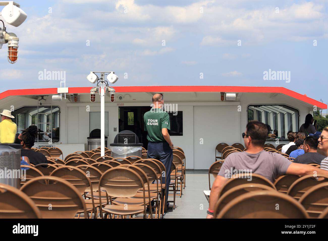 Circle Line tour boat guide New York City Stock Photo - Alamy