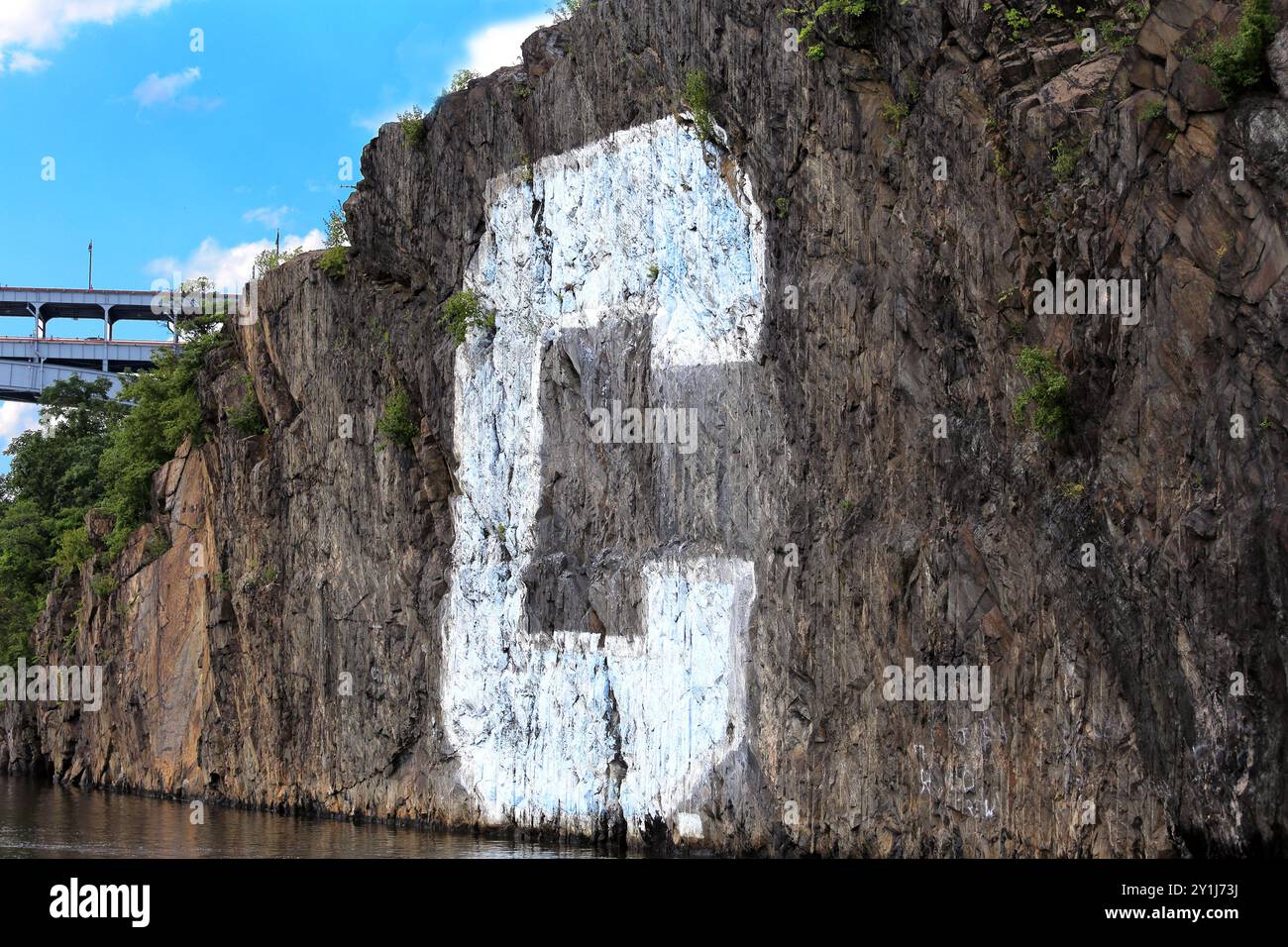 The big C rock on the Harlem River Bronx, NY Stock Photo - Alamy