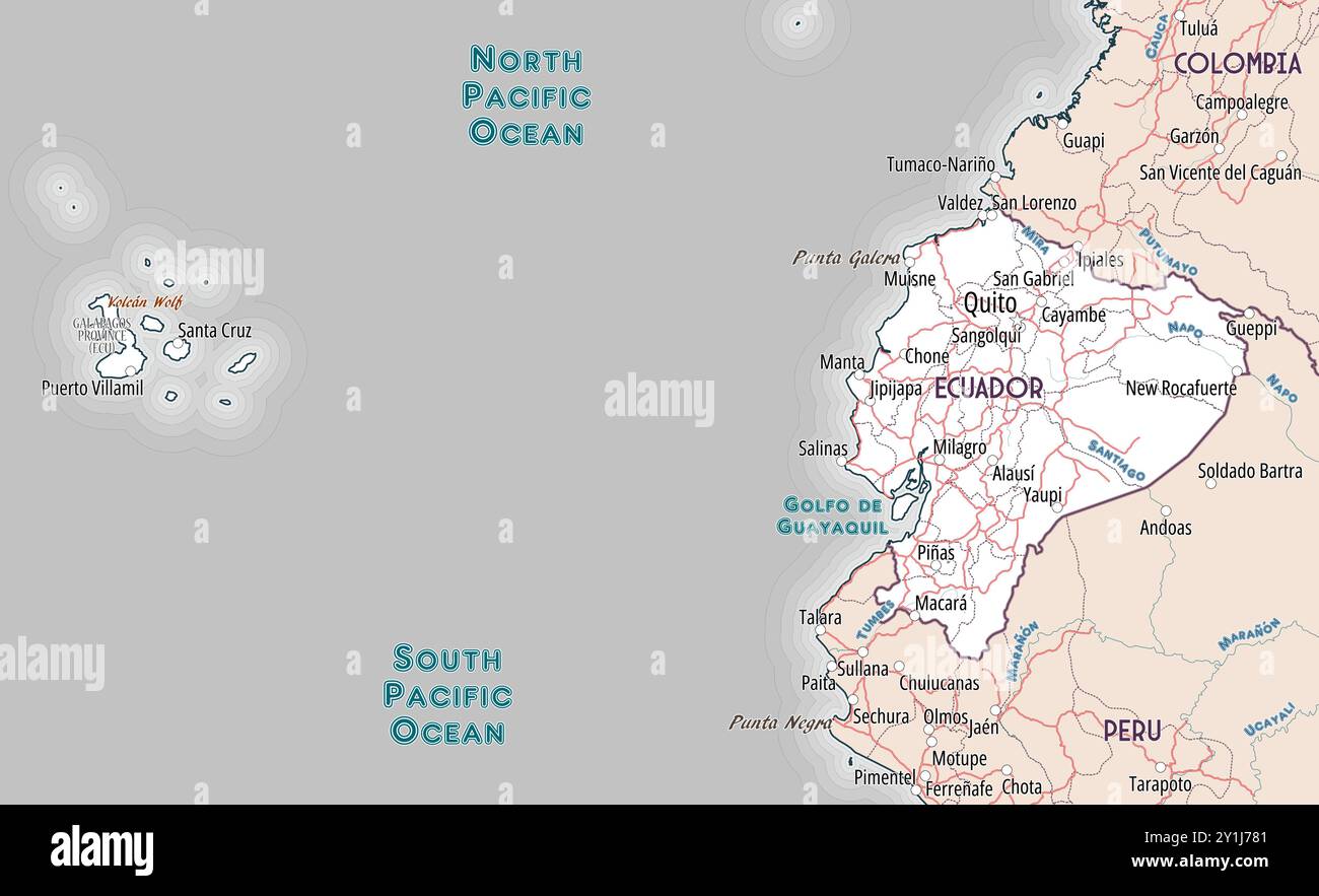 Outline map of Ecuador coloring page Stock Vector Image & Art - Alamy