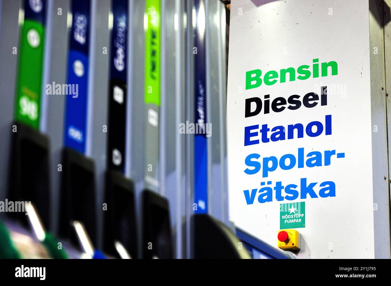Different kinds of fuel pumps at a gas station Stock Photo - Alamy