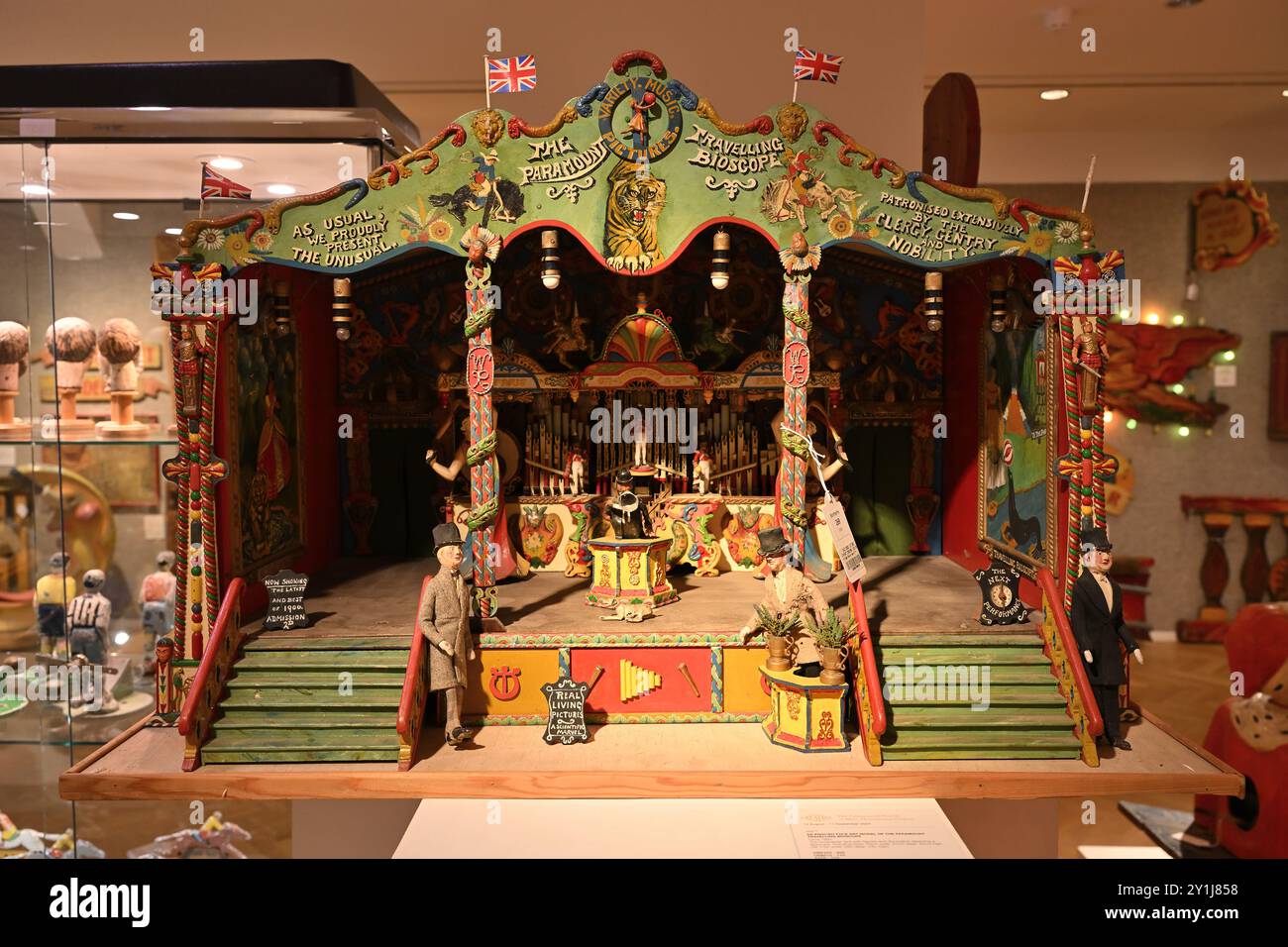 An English folk art model of The Paramount Travelling Bioscope Circa ...