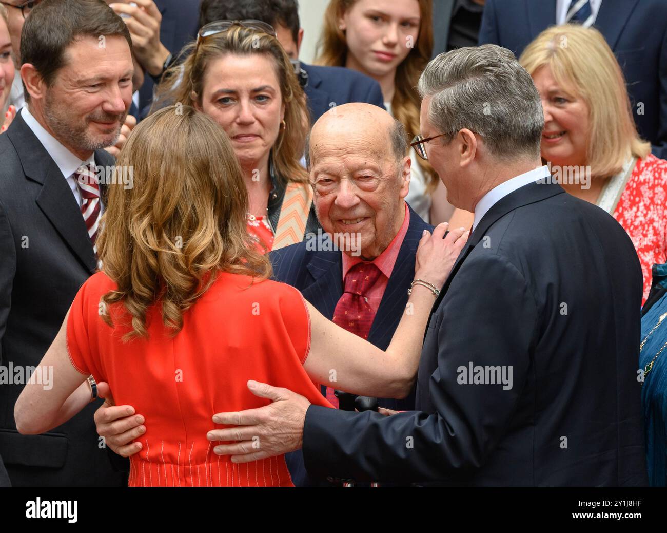 Victoria Starmer, wife of the new Prime Minister, greets her father ...