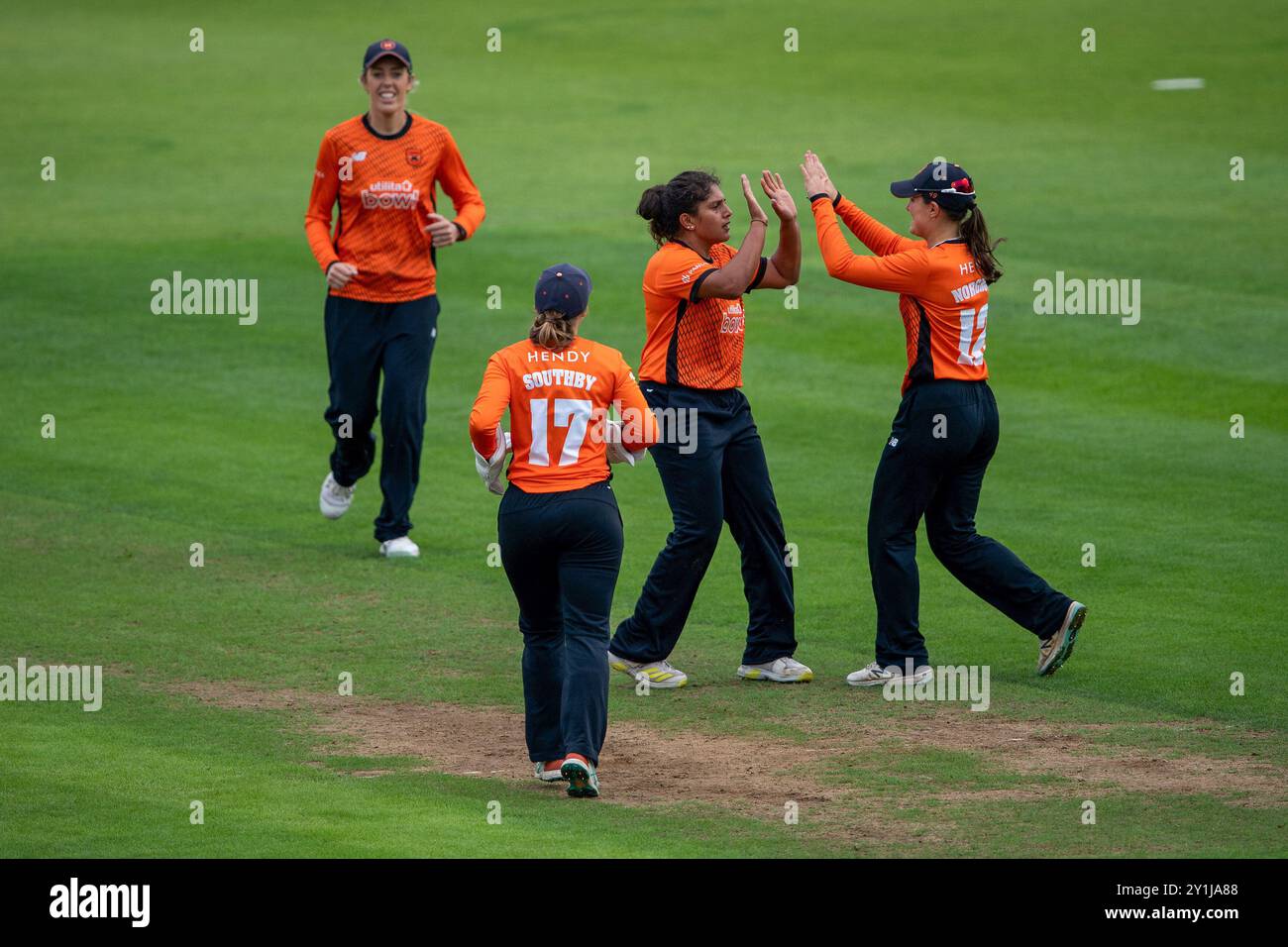 Southampton, UK. 7 September 2024. Naomi Dattani (centre), and Abi ...