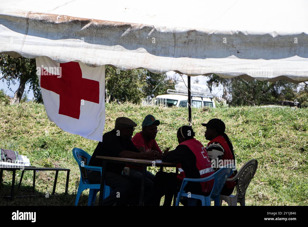 Nyeri, Kenya. 07th Sep, 2024. Kenya Red Cross officials provide ...