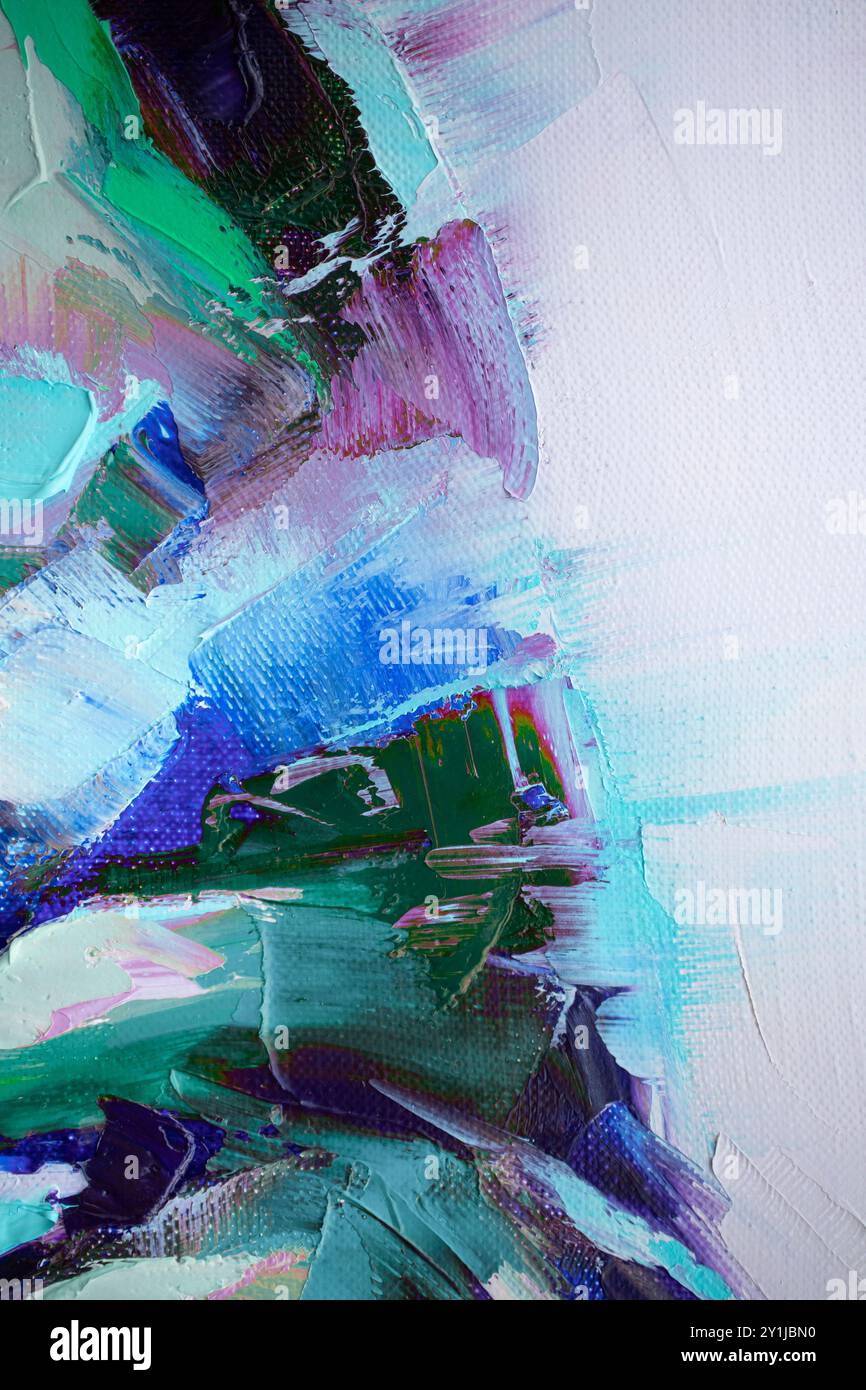 Abstract painting with vibrant colors depicting dynamic shapes and ...