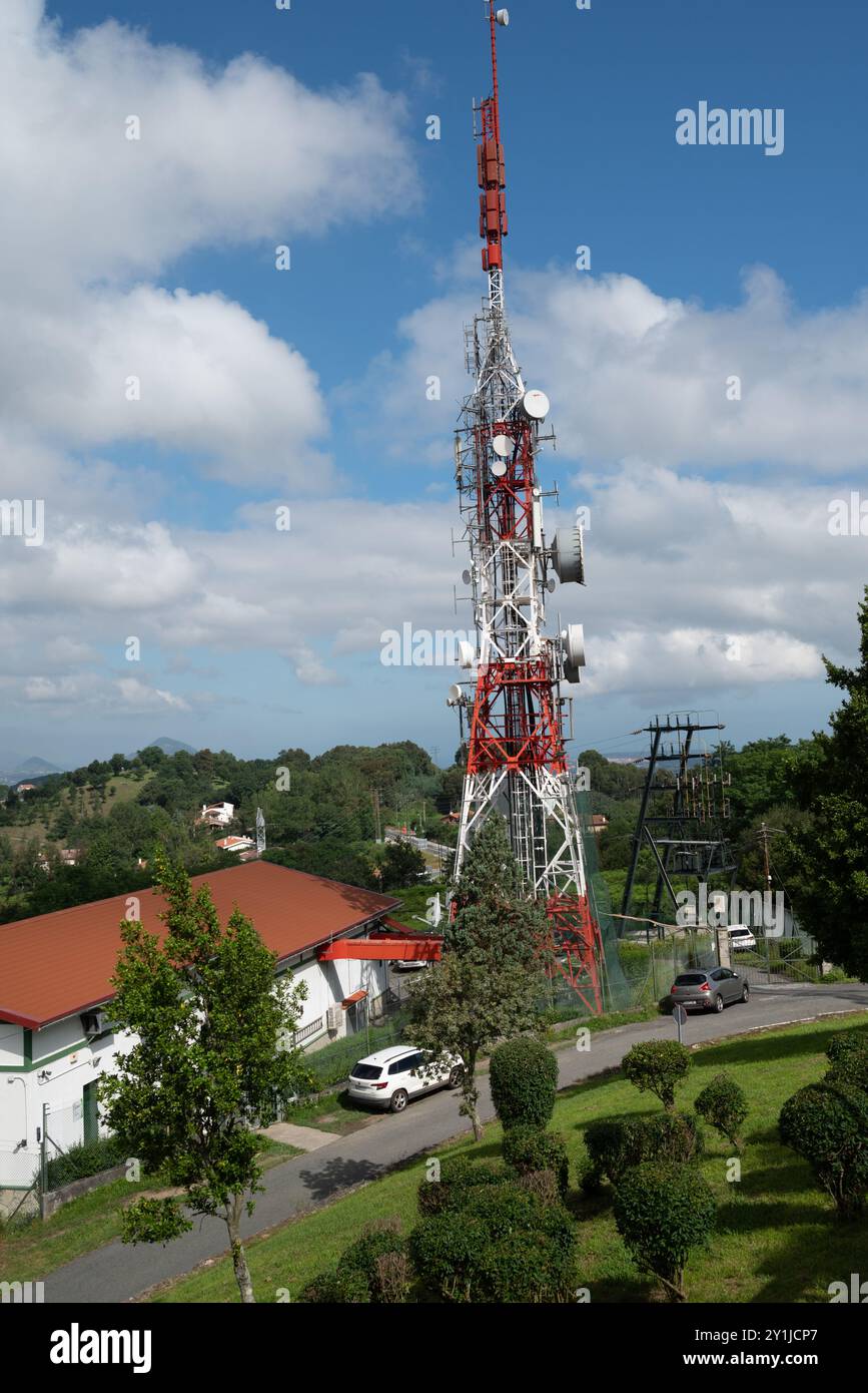 Modern tlecommunications tower in the city of Bilbao, in the autonomous ...