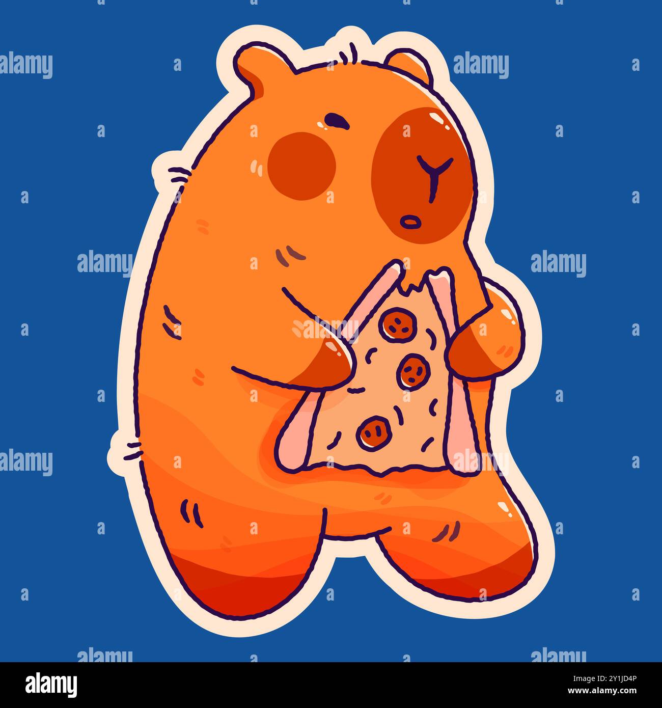 Childish sticker with kawaii capybara and pizza Stock Vector Image ...