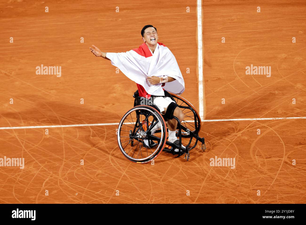 Paris, France, 7th September, 2024. Tokito Oda (JPN) celebrates after ...