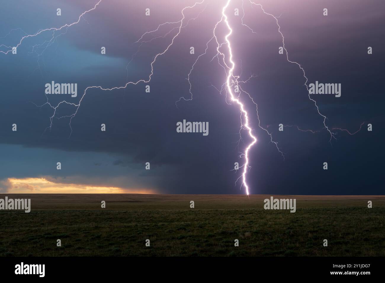 Powerful lightning strike from a thunderstorm in Colorado. Extreme ...