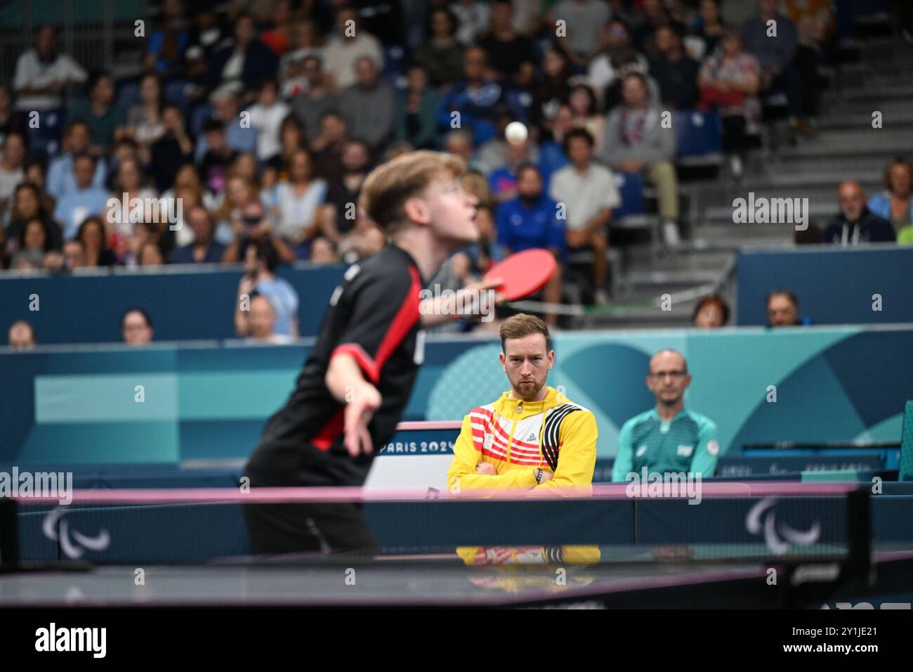 Paris, France. 07th Sep, 2024. (In the back) Robin Devos is watching ...