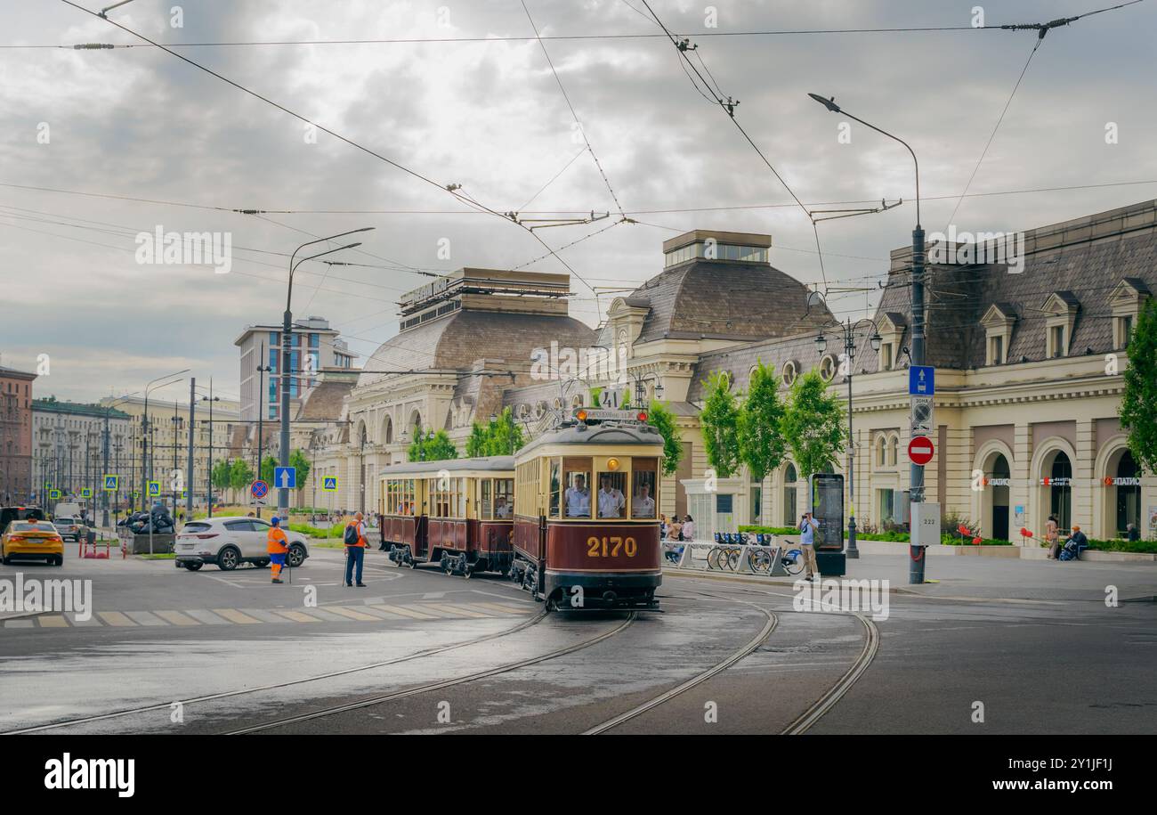 Moscow, Russia - July 13, 2024: The Parade of Trams in Moscow. Retro ...