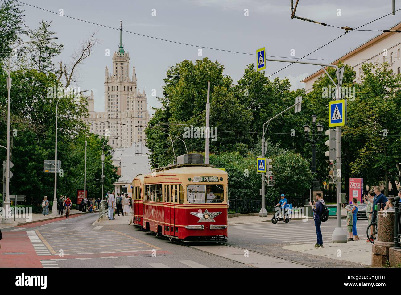 Moscow, Russia - July 13, 2024: The Parade of Trams in Moscow. Retro ...