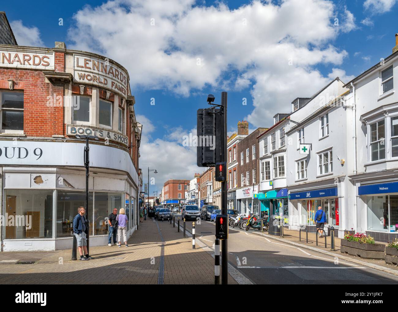 Shops on the High Street, Newport, Isle of Wight, England, UK Stock ...