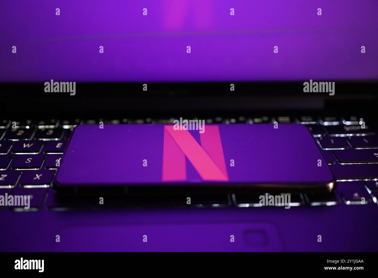 In this photo illustration, Netflix logo is displayed on a smartphone ...