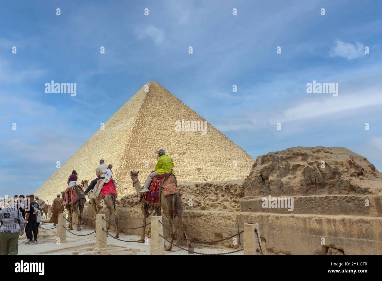 The Giza pyramid complex aka the Giza necropolis Cairo, Egypt. Tourists ...