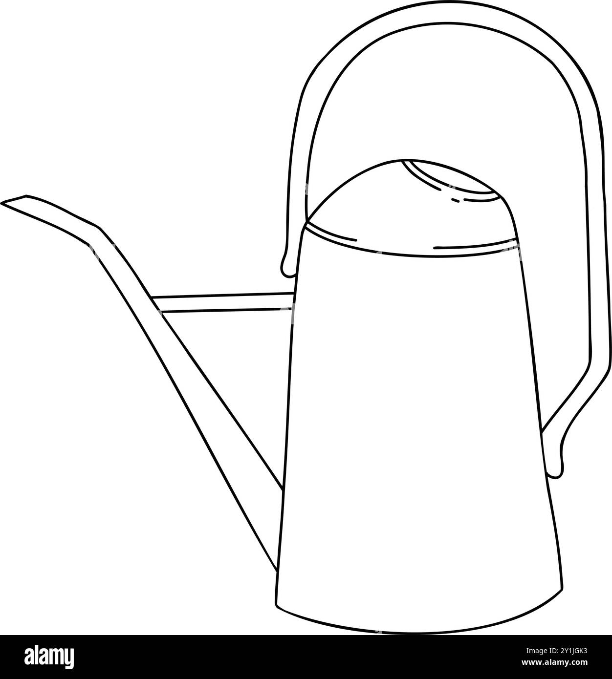 Gardening tools linear icons and doodles. Watering can, watering ...