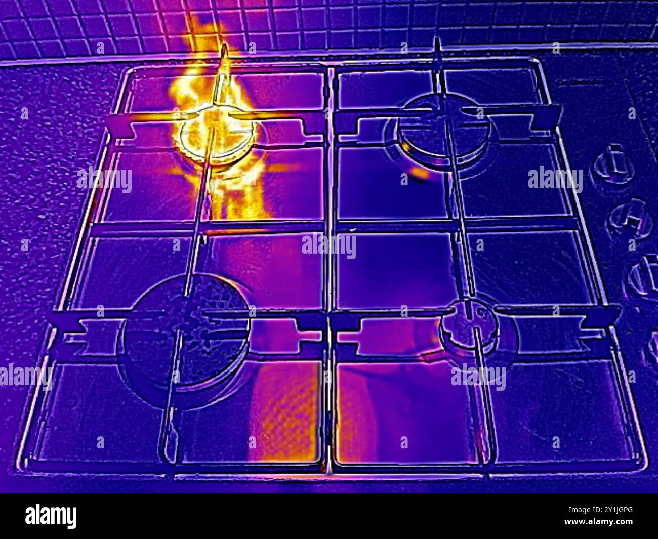 Thermal camera image showing gas stove in kitchen Stock Photo - Alamy