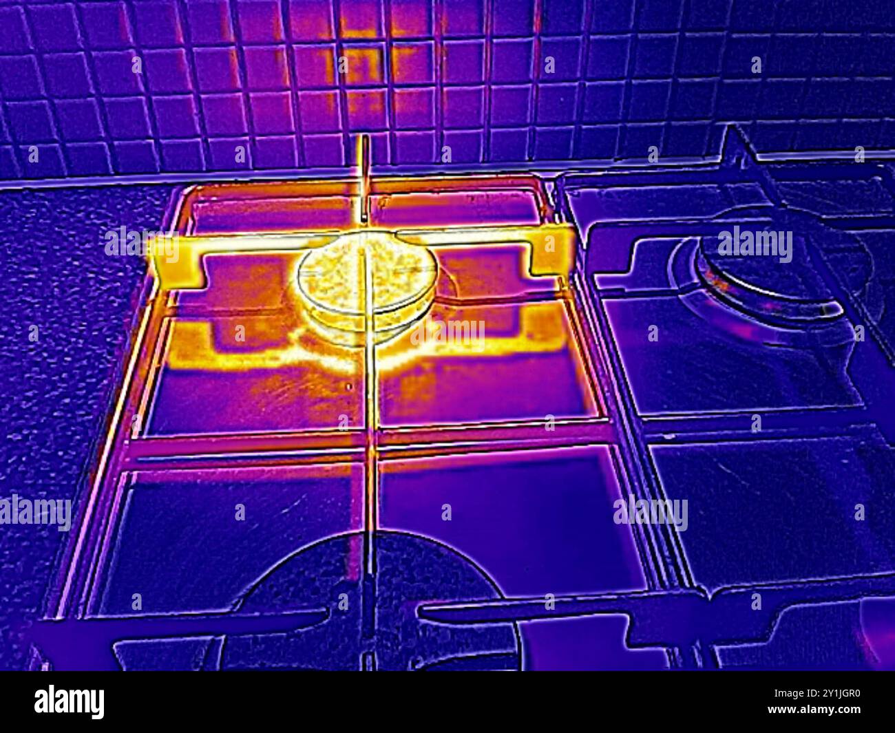 Thermal camera image showing gas stove in kitchen Stock Photo - Alamy