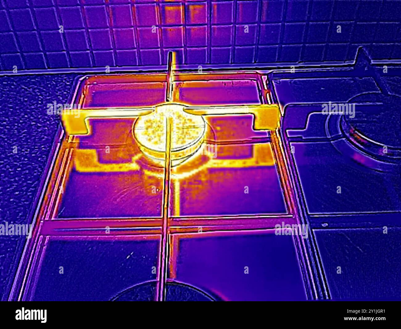 Thermal camera image showing gas stove in kitchen Stock Photo - Alamy
