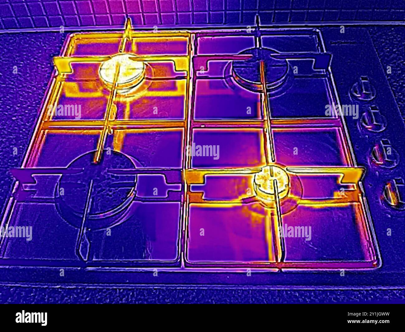 Thermal camera image showing gas stove in kitchen Stock Photo - Alamy